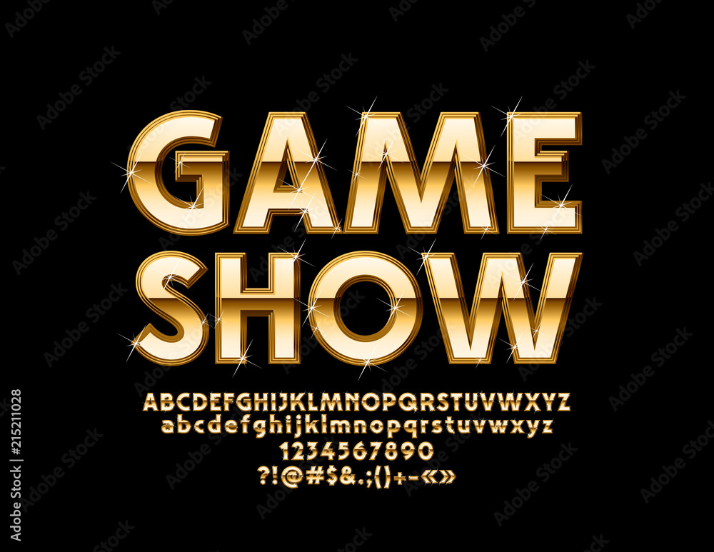 Vector Chic Logo Game Show. Golden Alphabet Letters, Numbers and ...