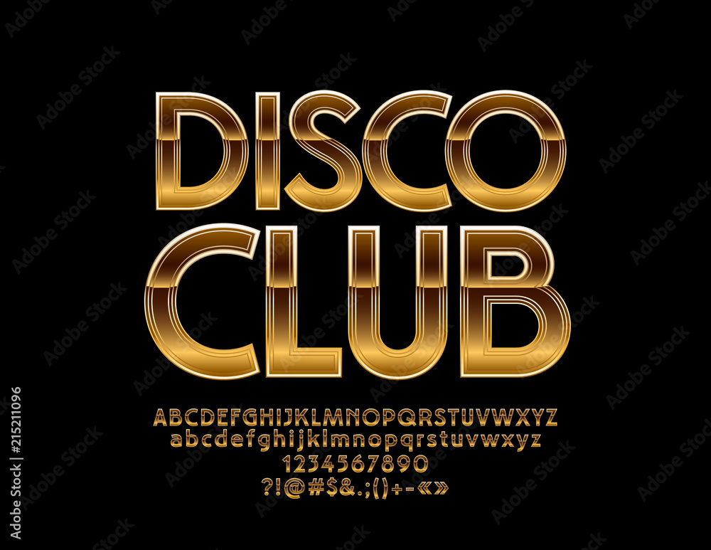 Vector glossy Emblem Five Stars. Metallic gradient Font. Luxury Golden ...