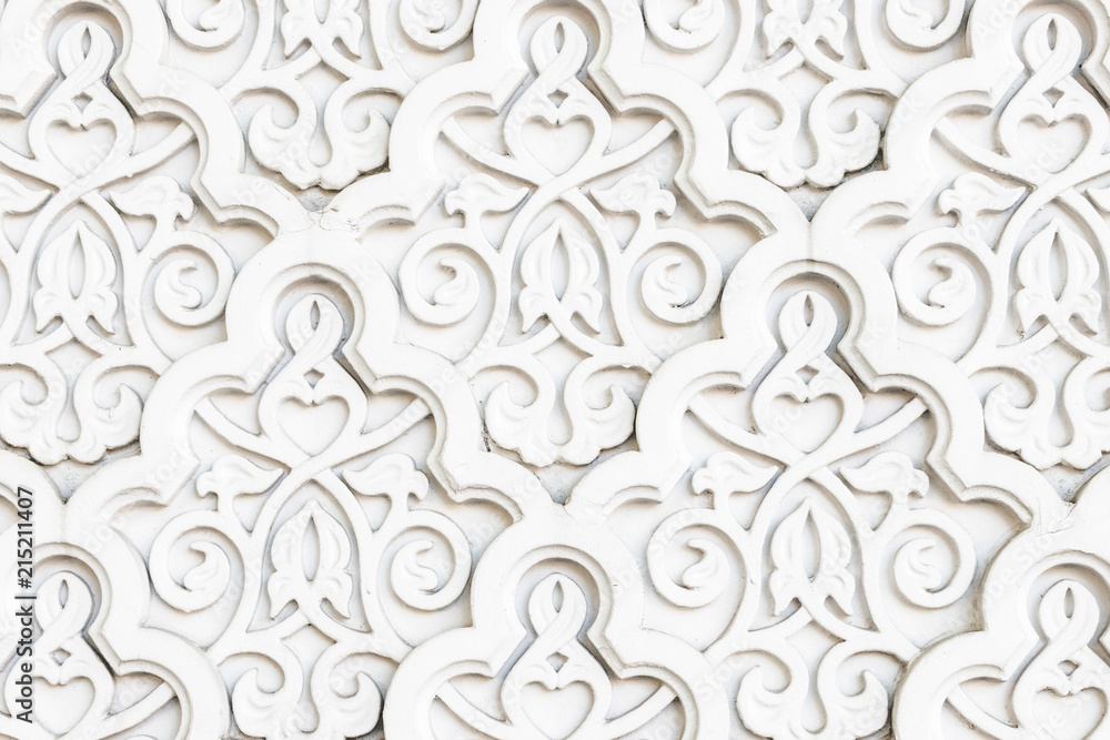 Arabian Muslim Islamic white oriental national pattern with relief ...