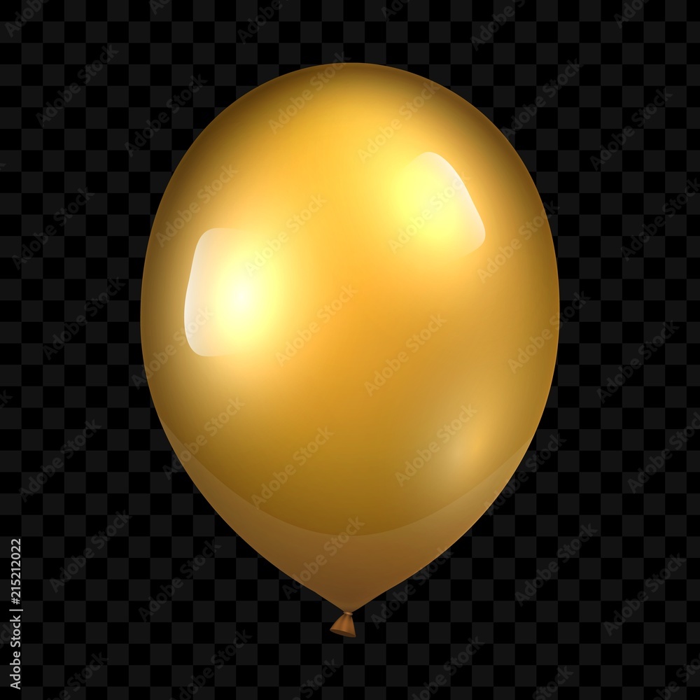3d Realistic Gold Balloon. Glossy realistic baloon on transparent ...