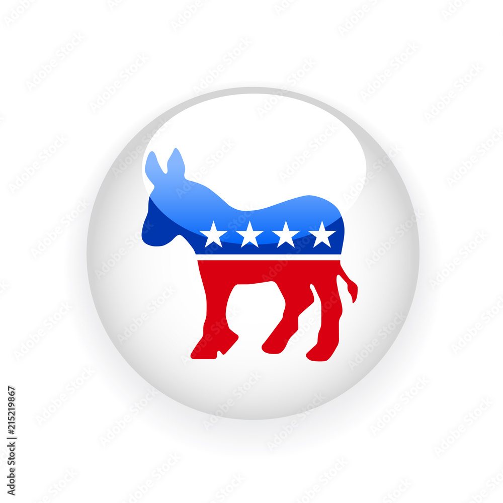 Round badge with democratic donkey symbol Stock Vector | Adobe Stock