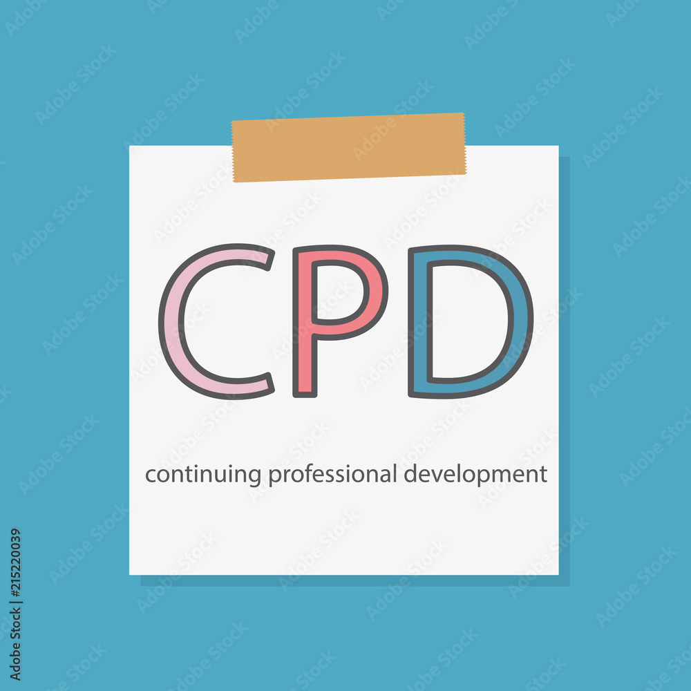 CPD (Continuing Professional Development) written in a notebook paper ...