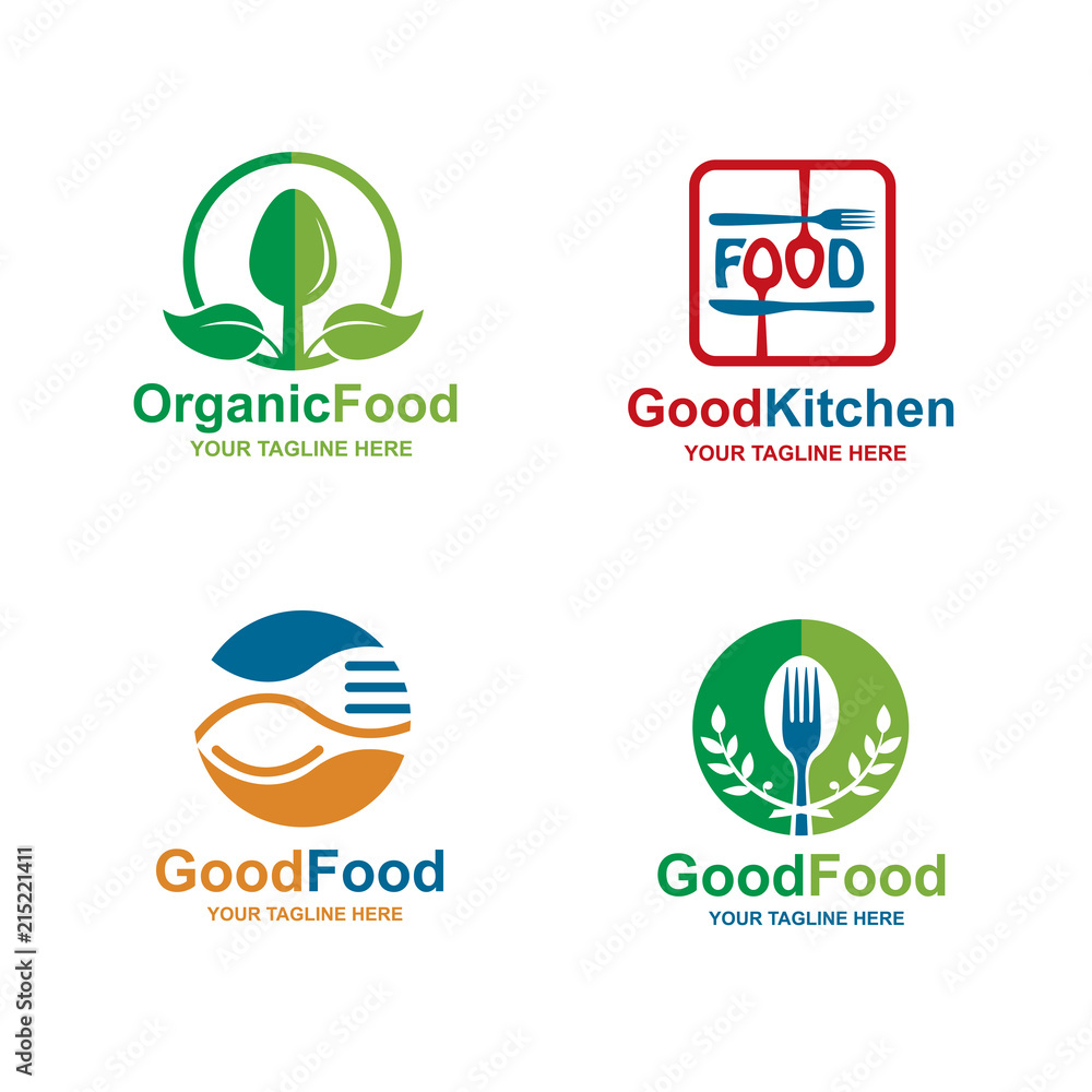 collection of helthy food icons for restaurant isolated on white ...