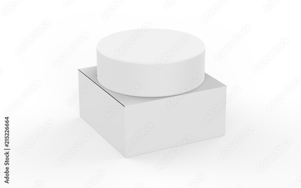 Round soap bar and packaging box, mock up template on isolated white ...