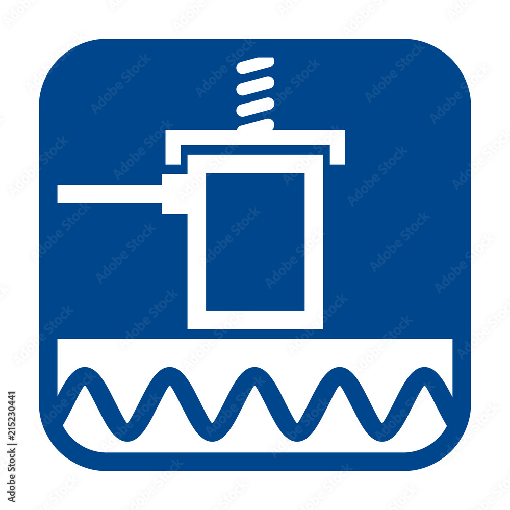 Vector monochrome flat design icon of acoustic emission testing. Blue ...