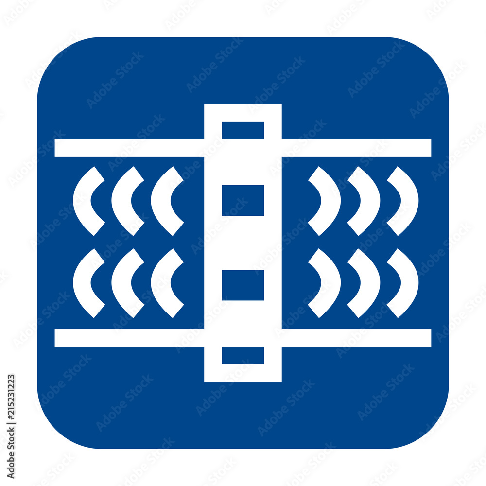 Vector monochrome flat design icon of guided wave testing. Blue ...