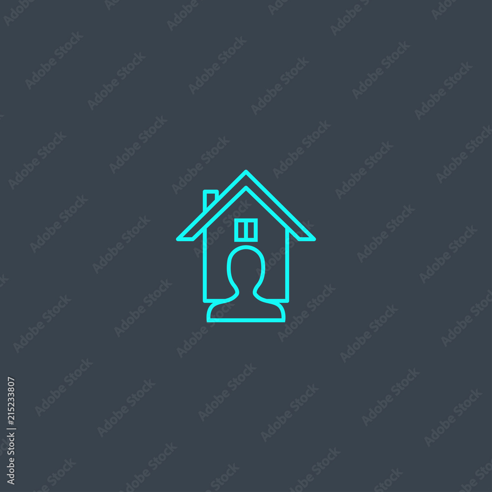 Property owner concept blue line icon. Simple thin element on dark ...
