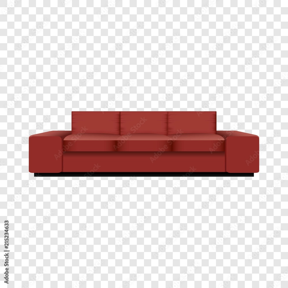 Vecteur Stock Big red sofa mockup. Realistic illustration of big red ...