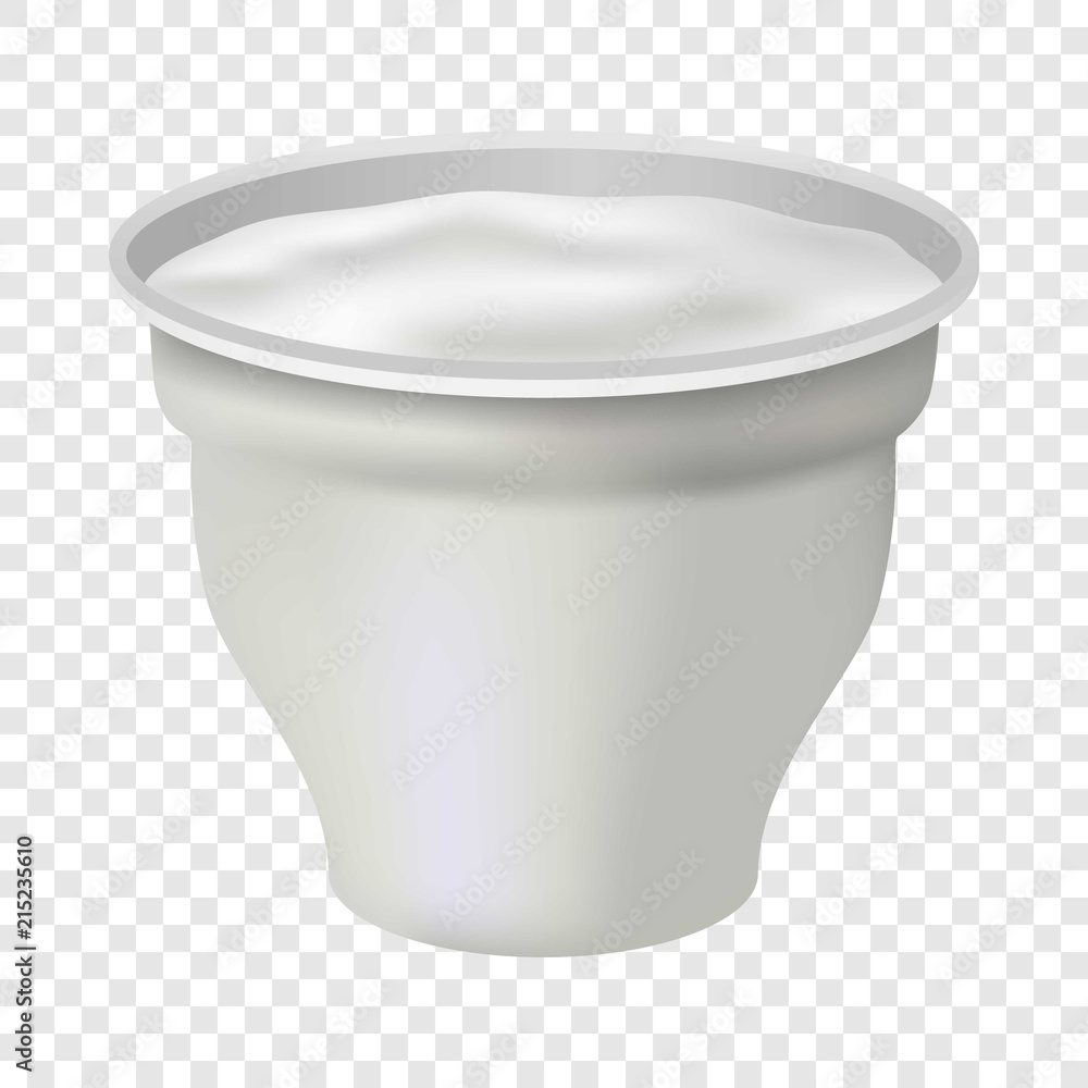 Open yogurt mockup. Realistic illustration of open yogurt vector mockup ...