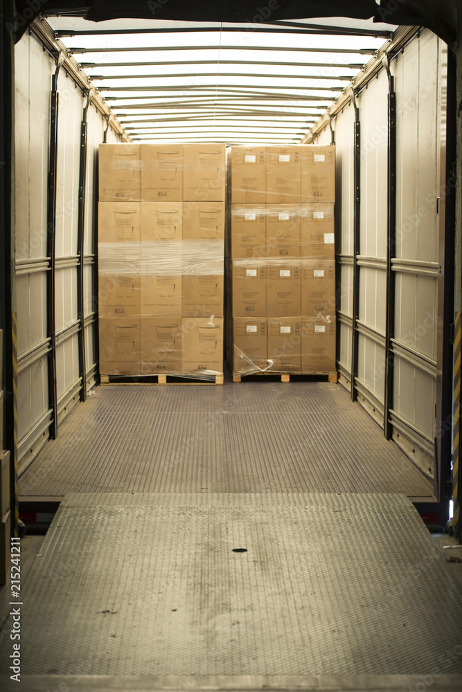 Cardboard boxes in lorry Stock Photo | Adobe Stock
