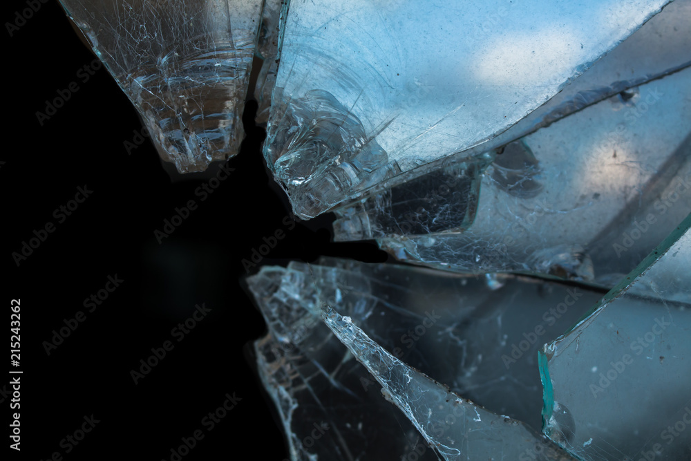 Blue background broken glass Stock Photo | Adobe Stock