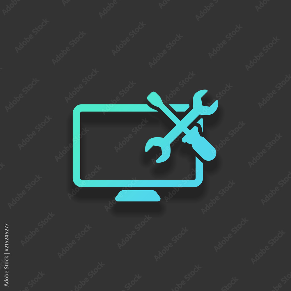 Computer repair service. Colorful logo concept with soft shadow Stock ...
