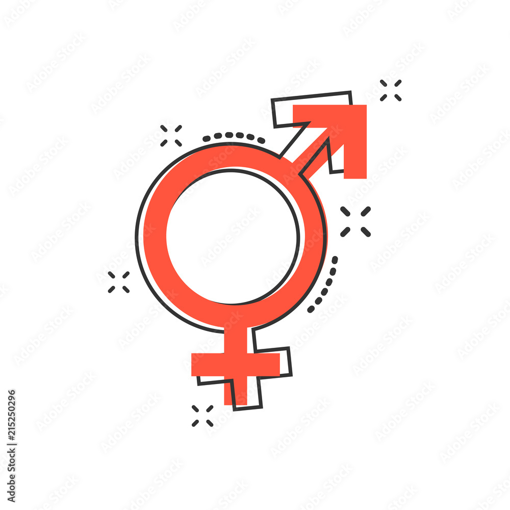 Vector Cartoon Gender Equal Icon In Comic Style Men And Women Sign