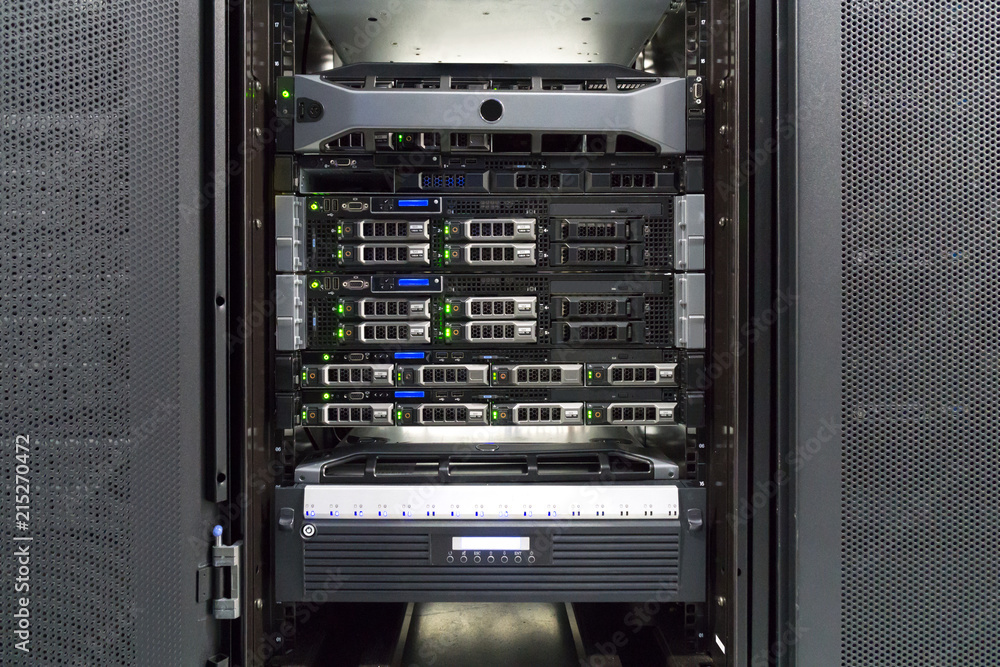 Detail of servers in a rack at a data center Stock Photo | Adobe Stock