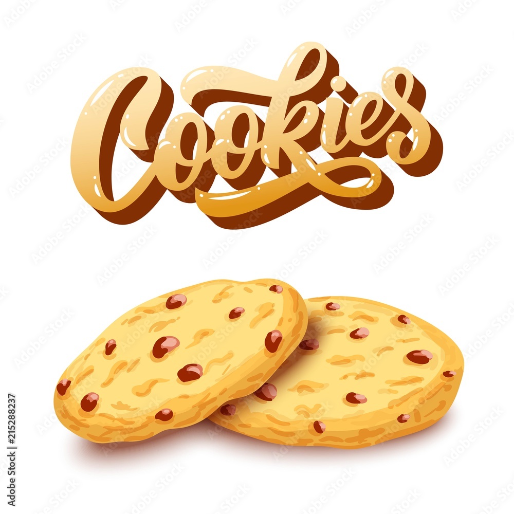 Cookies hand lettering, custom typography, cartoon letters with yummy ...