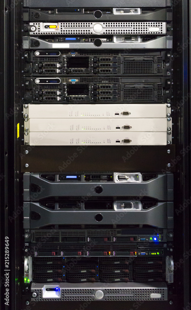 Detail of servers in a rack at a data center Stock Photo | Adobe Stock