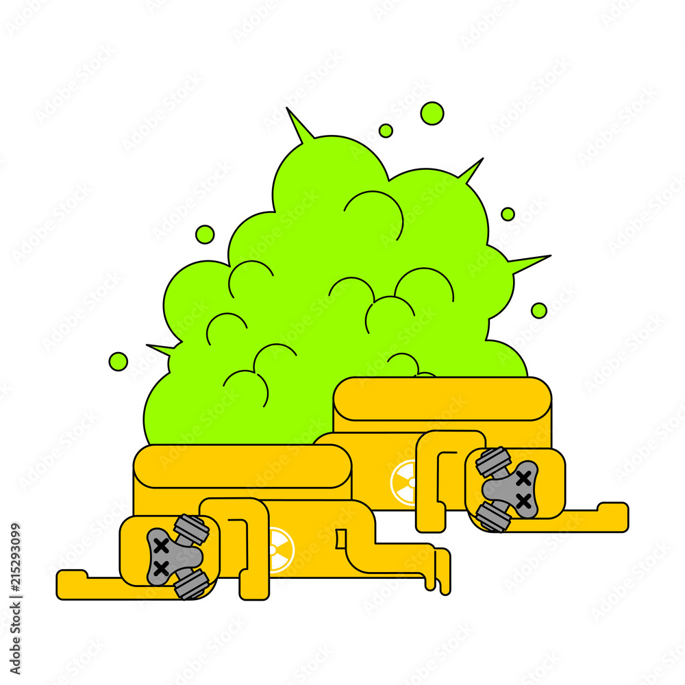 Explosion of radioactive waste. Yellow barre toxic. Dead Yellow Suit ...