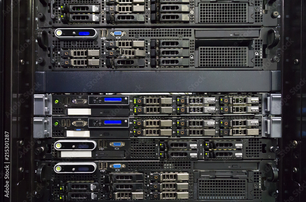 Detail of servers in a rack at a data center Stock Photo | Adobe Stock