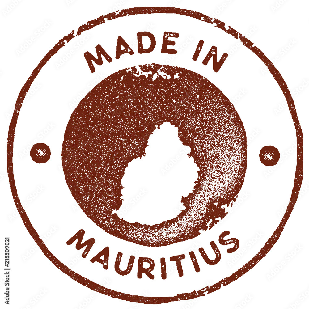 Mauritius map vintage stamp. Retro style handmade label, badge or ...