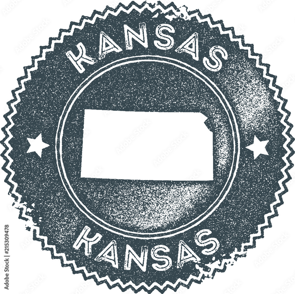 Kansas map vintage stamp. Retro style handmade label, badge or element ...