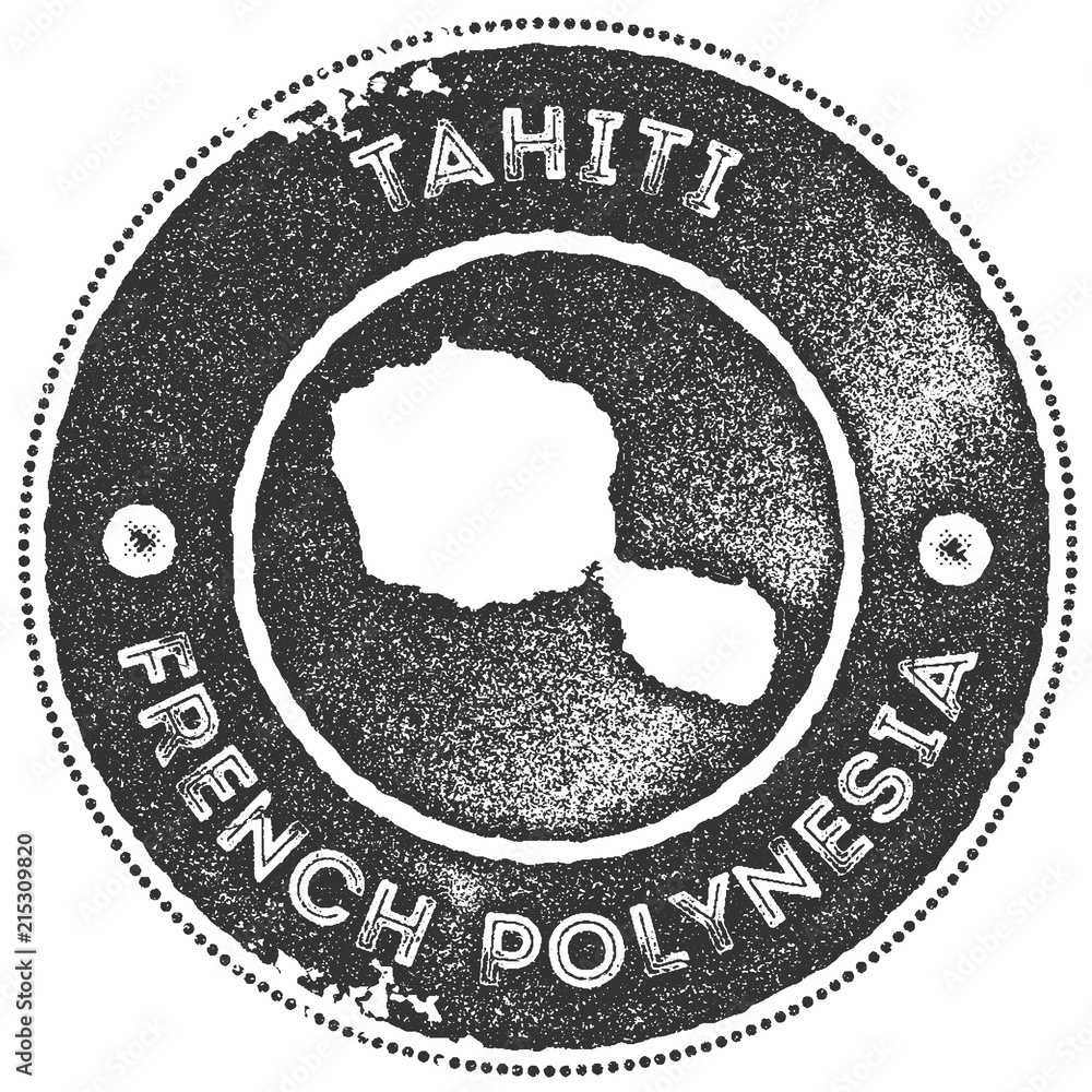 Tahiti map vintage stamp. Retro style handmade label, badge or element ...