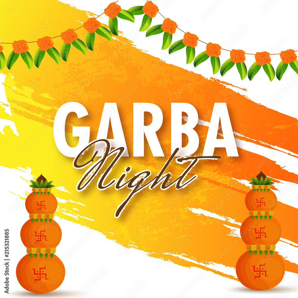 Greeting card design with stylish text Garba Night and worship pot ...