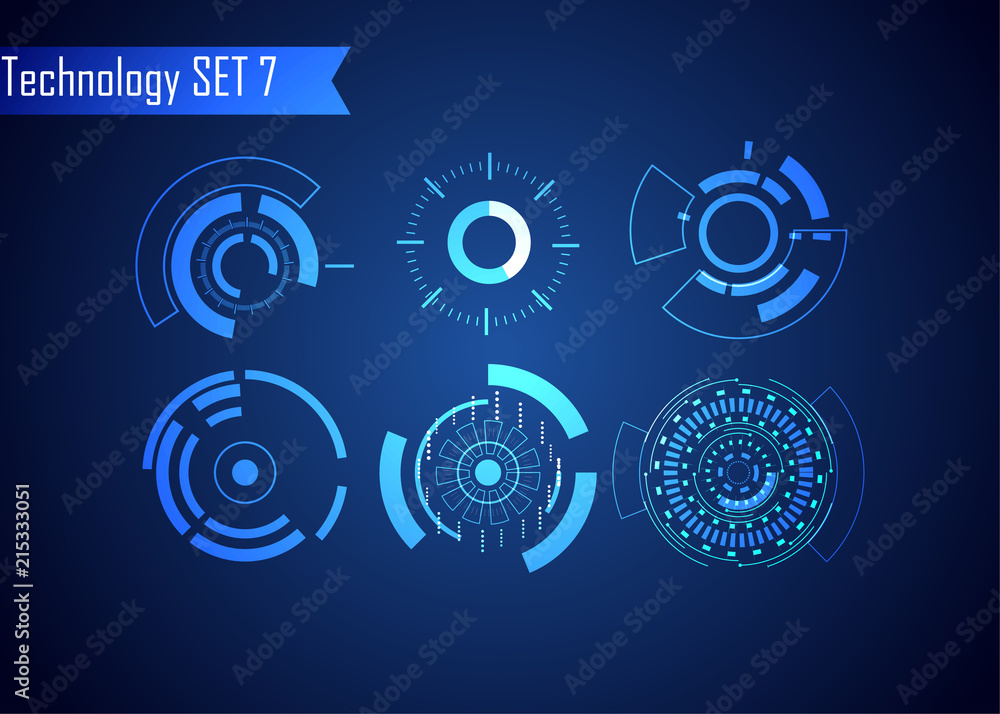Set of Circle Abstract Digital Technology UI Futuristic HUD Virtual ...