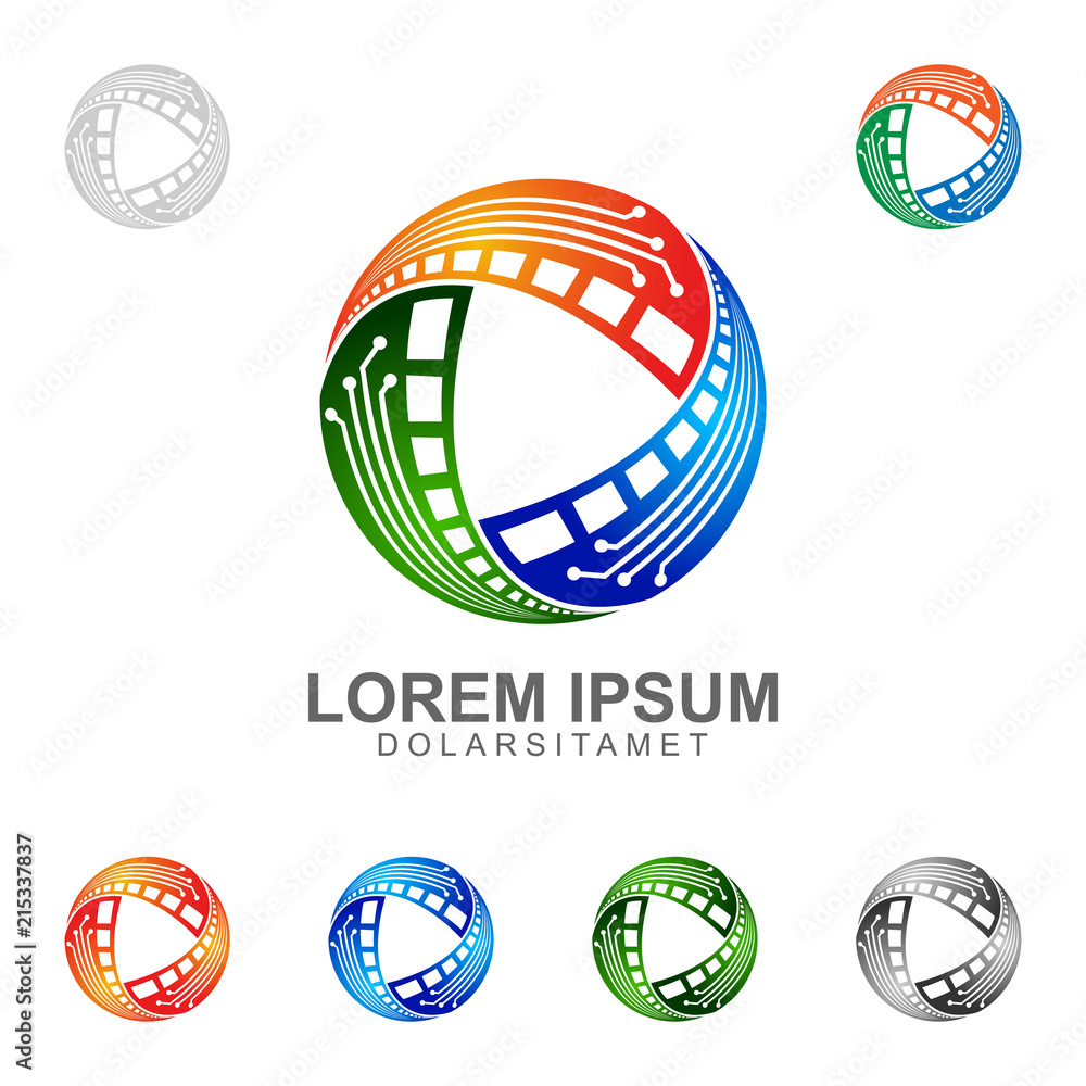 Media Vector Logo Design with three element concept represented Media ...