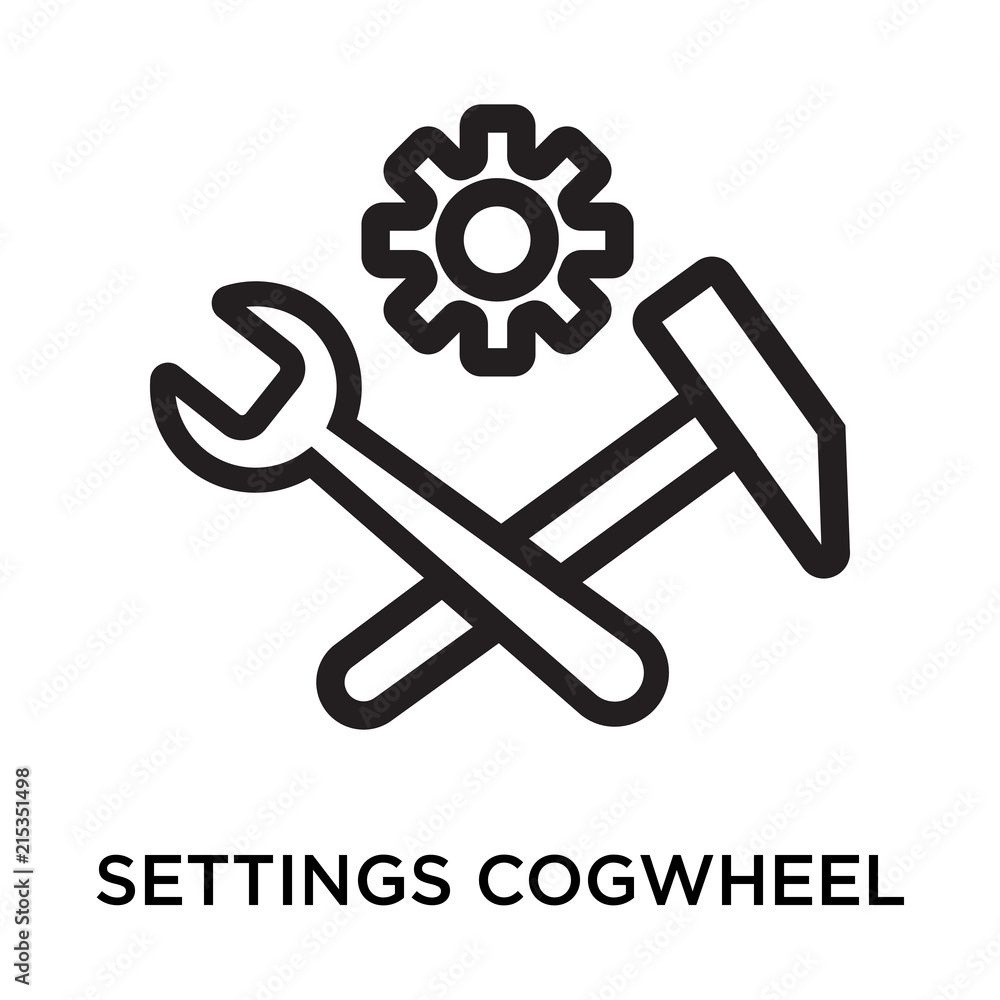 Settings cogwheel button icon vector sign and symbol isolated on white ...