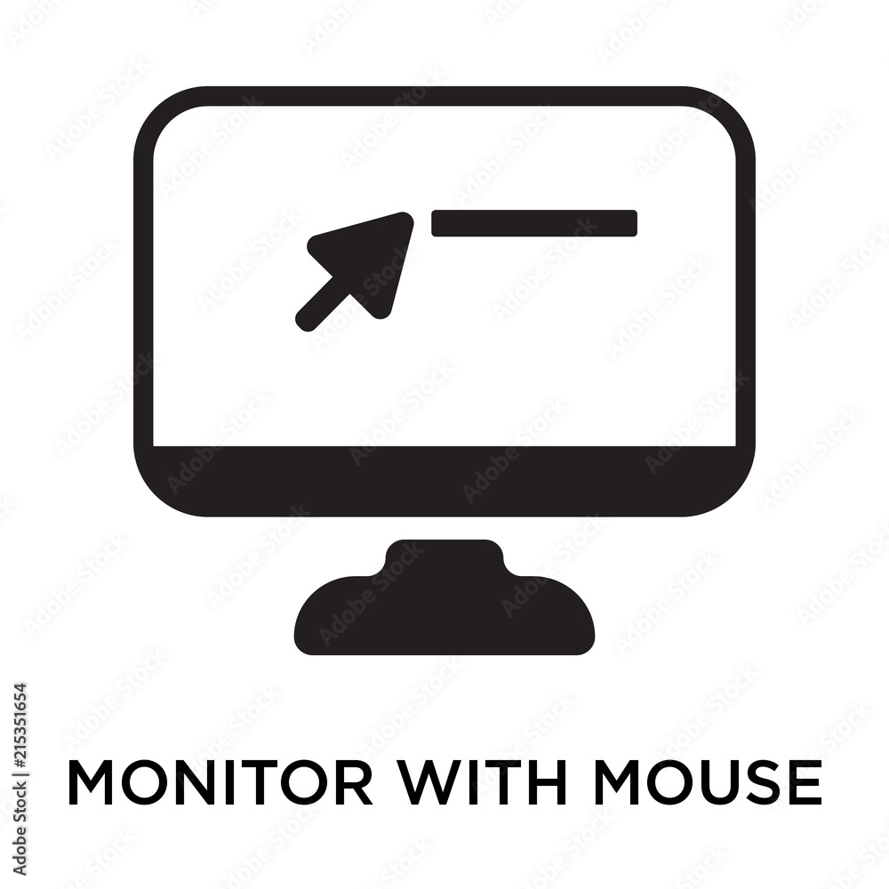 Monitor with mouse cursor icon vector sign and symbol isolated on white ...