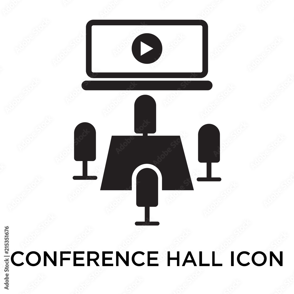 Conference hall icon vector sign and symbol isolated on white ...