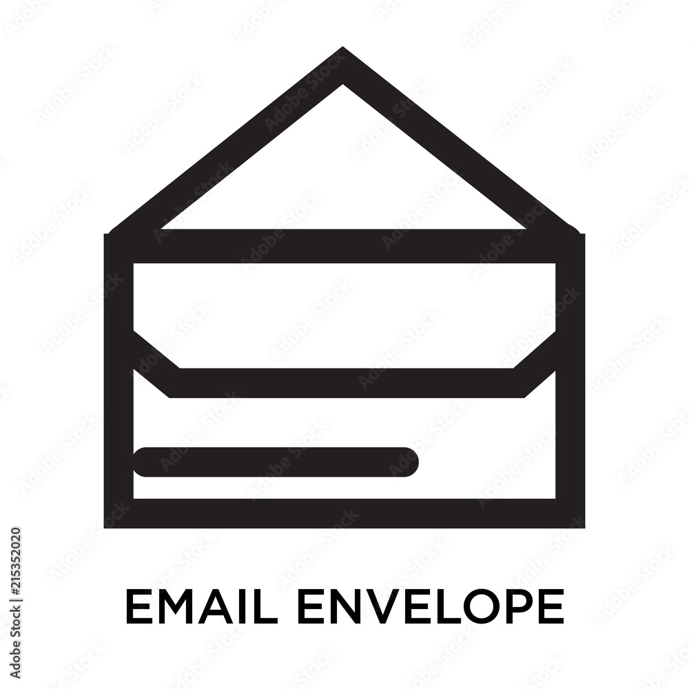 Email envelope button icon vector sign and symbol isolated on white ...