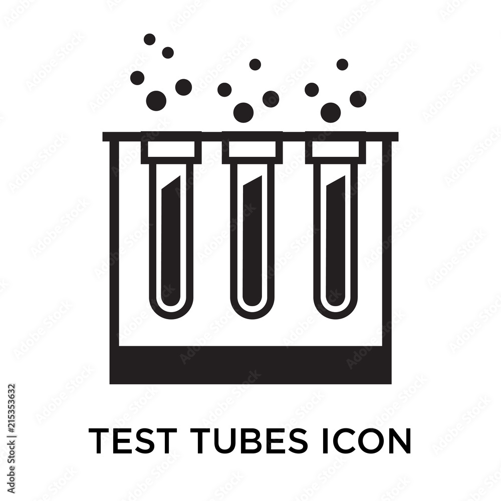Test tubes icon vector sign and symbol isolated on white background ...
