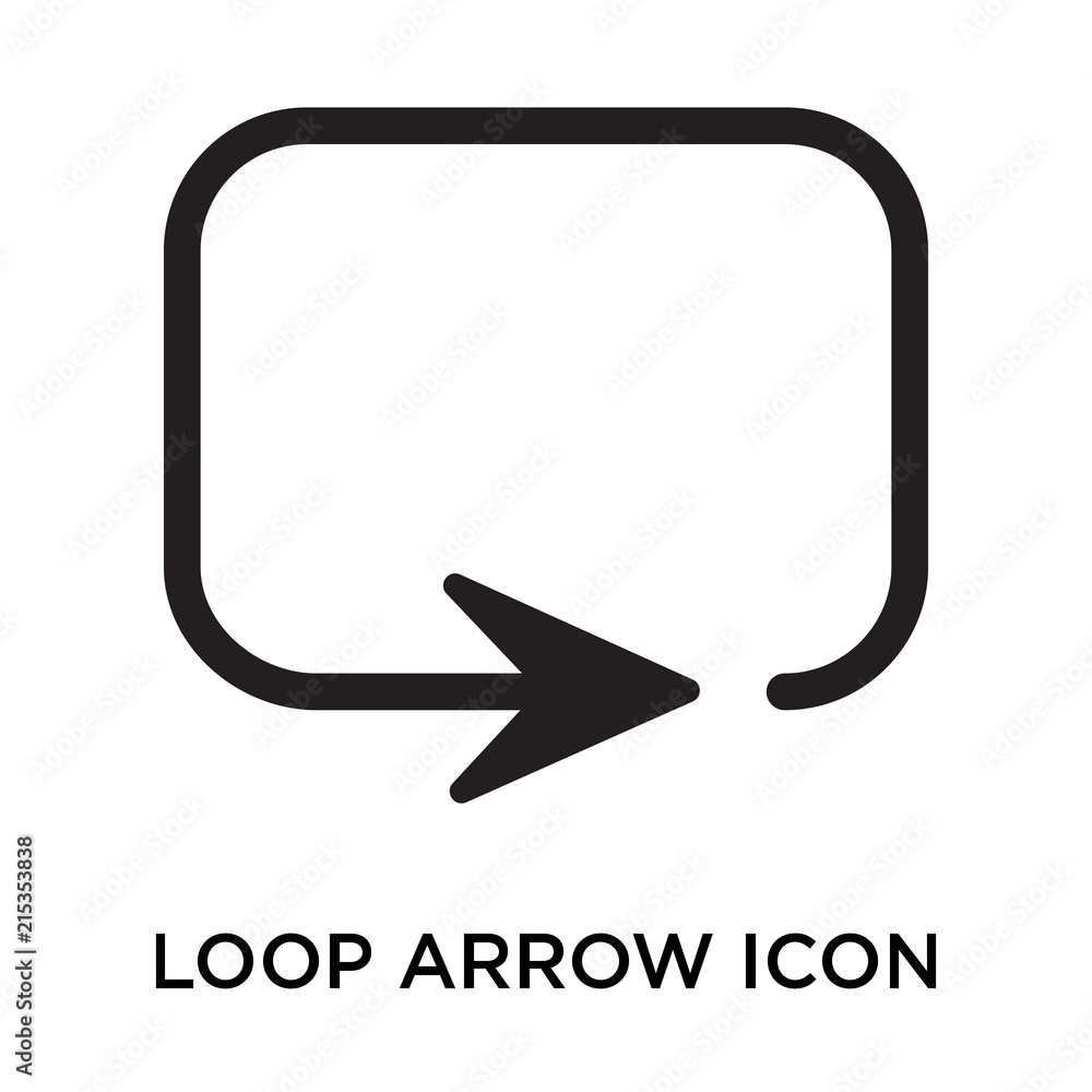 Loop arrow icon vector sign and symbol isolated on white background ...