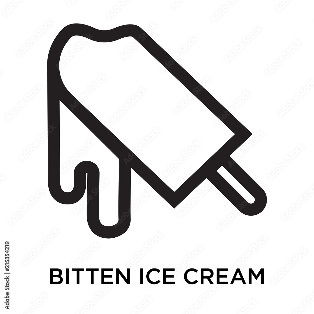 Bitten ice cream icon vector sign and symbol isolated on white ...