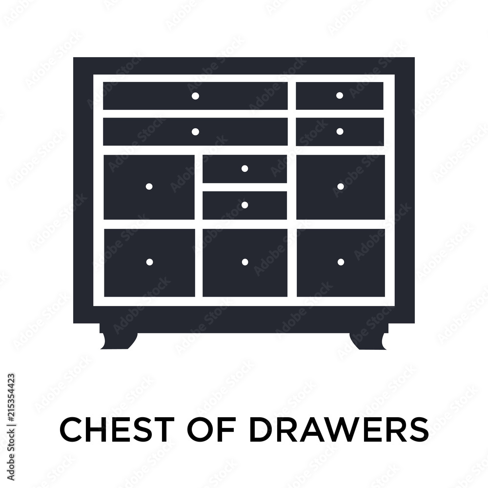 Chest of drawers icon vector sign and symbol isolated on white ...