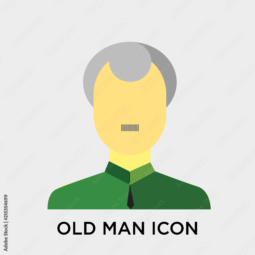 Old man icon vector sign and symbol isolated on white background, Old ...