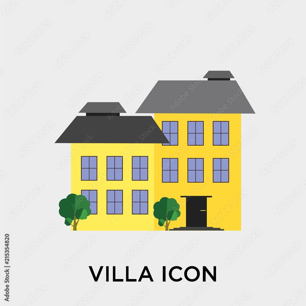 Villa icon vector sign and symbol isolated on white background, Villa ...