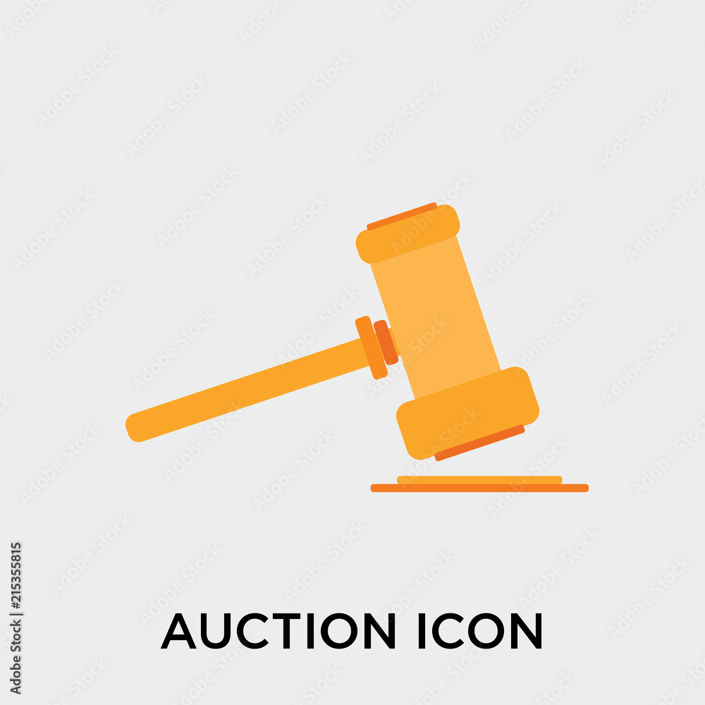 Auction icon vector sign and symbol isolated on white background ...