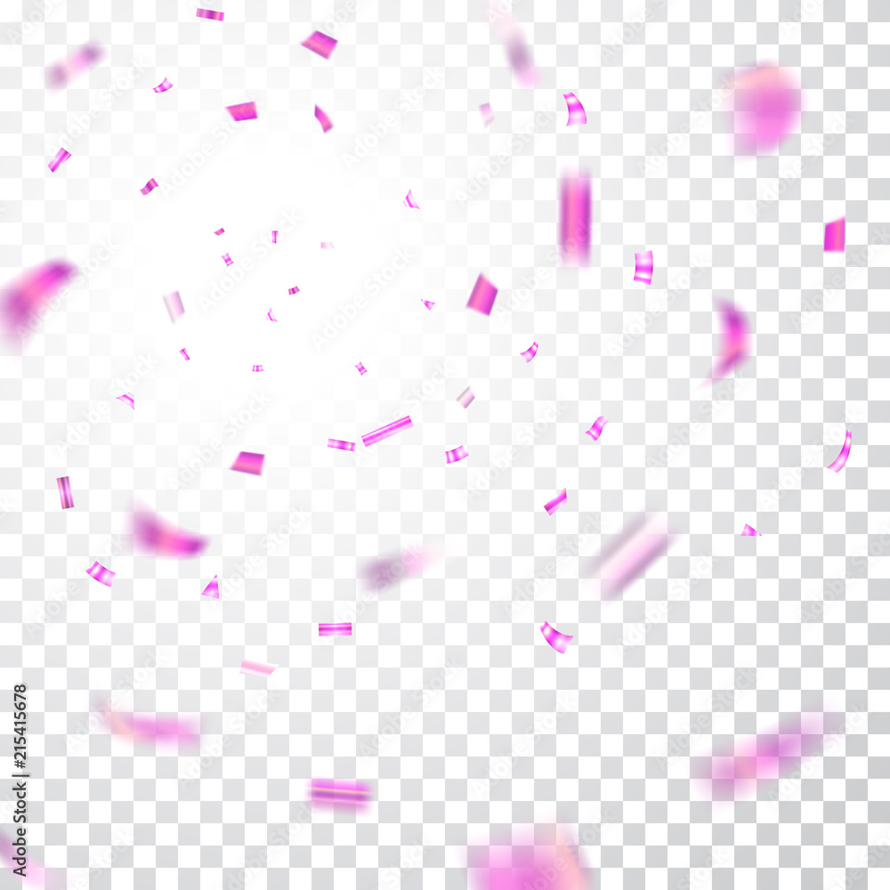 Pink confetti explosion celebration isolated on white transparent ...