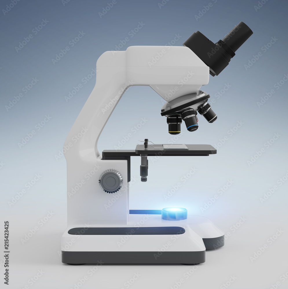 Modern digital microscope 3D rendering Stock-Illustration | Adobe Stock