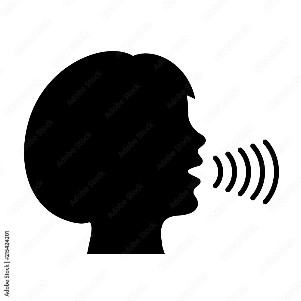 Speaking woman and sound waves vector icon Stock Vector | Adobe Stock