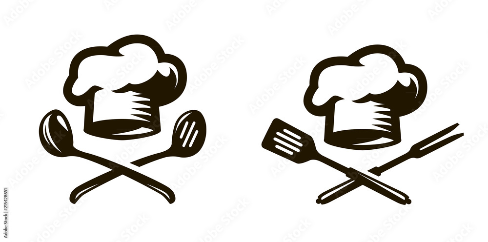 Cook, chef logo or icon. Labels for the menu of restaurant or cafe ...