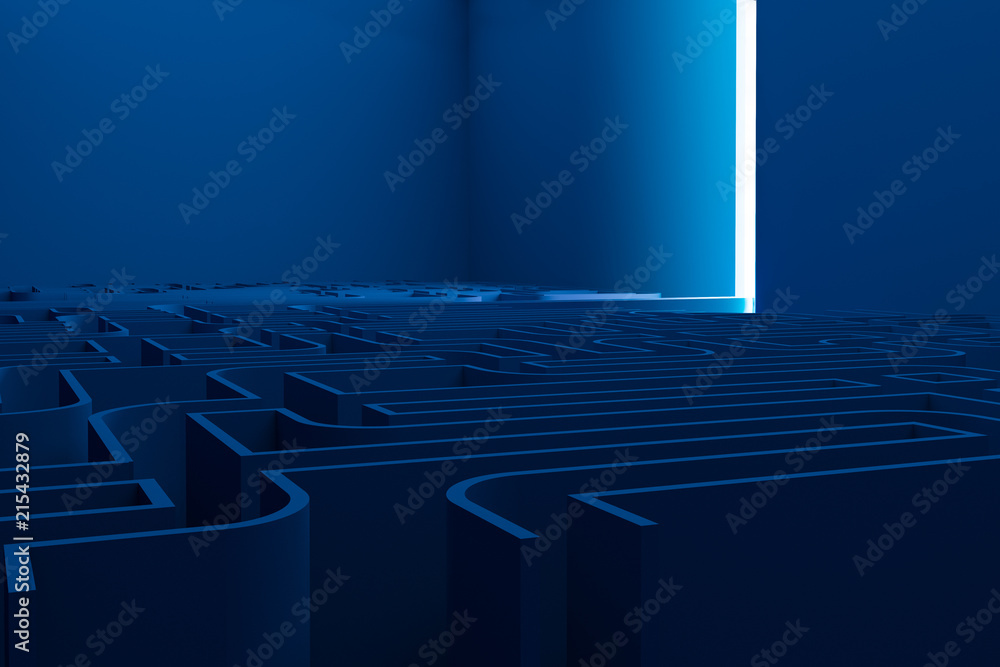 Blue maze with a ray of light Stock Illustration | Adobe Stock
