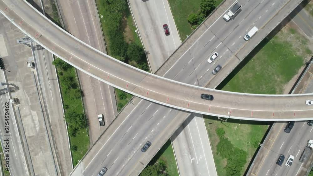 This video is about an aerial view of cars on freeway in Houston, Texas ...