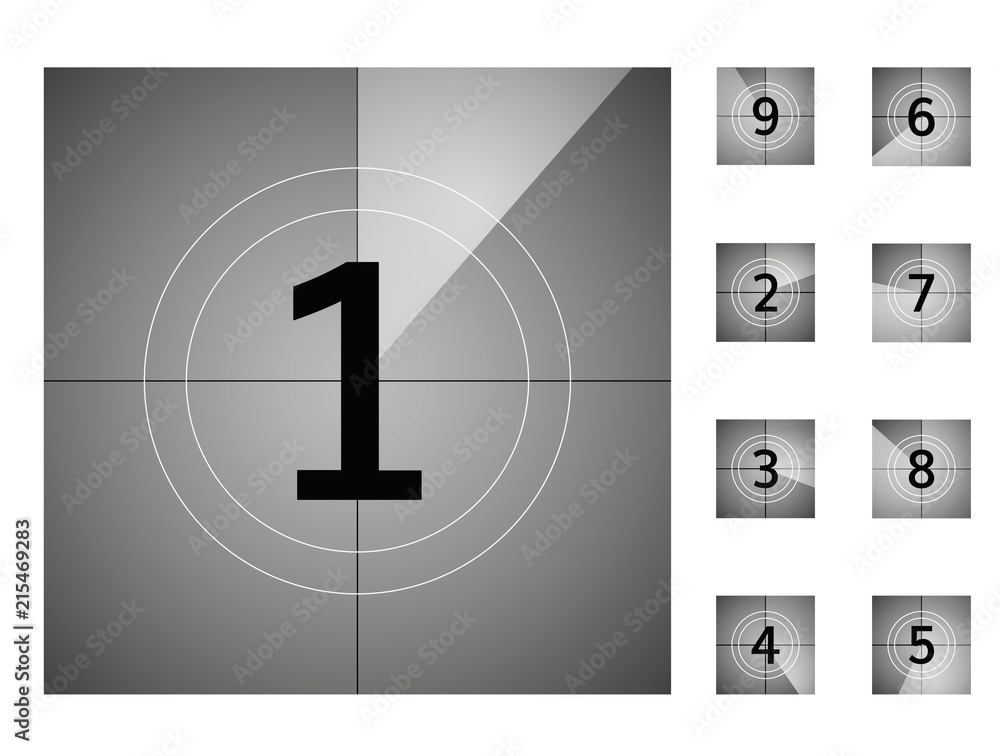 old vintage film countdown retro down counter Stock Vector | Adobe Stock
