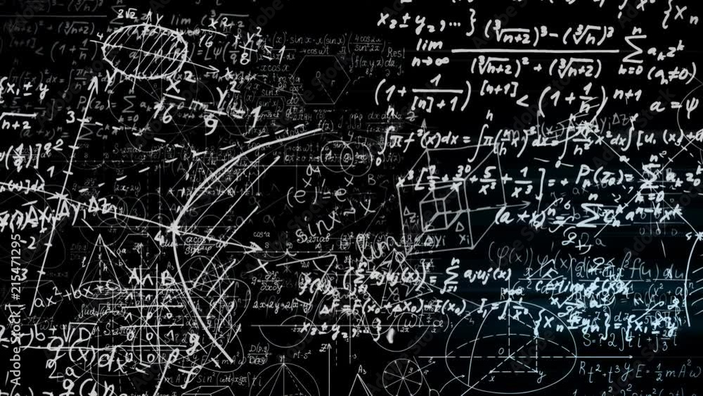 Blocks of abstract mathematical formulas are written and moved in the ...