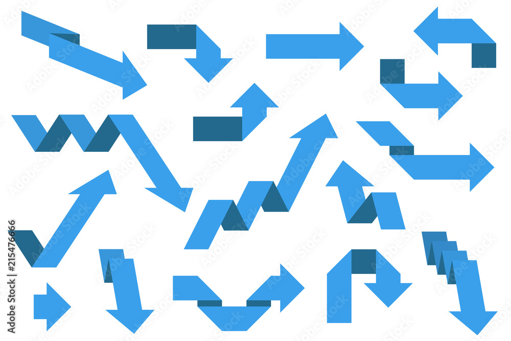 Blue paper arrows. Set Stock Vector | Adobe Stock