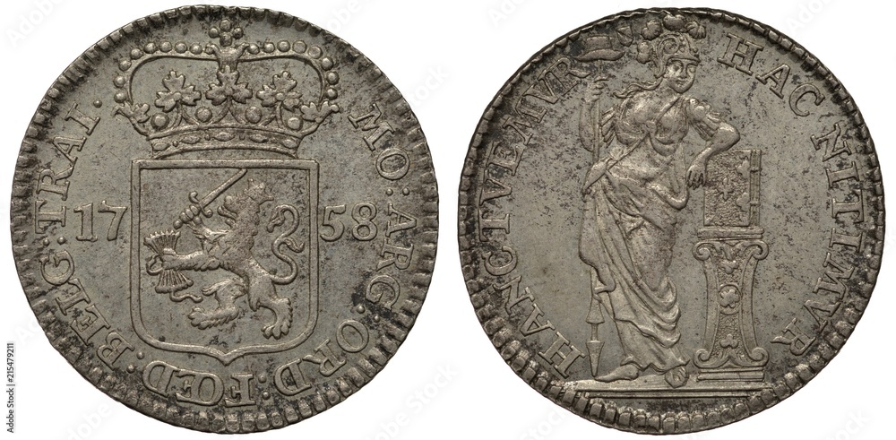 The Netherlands Dutch Utrecht silver coin 1/4 quarter gulden 1758 ...