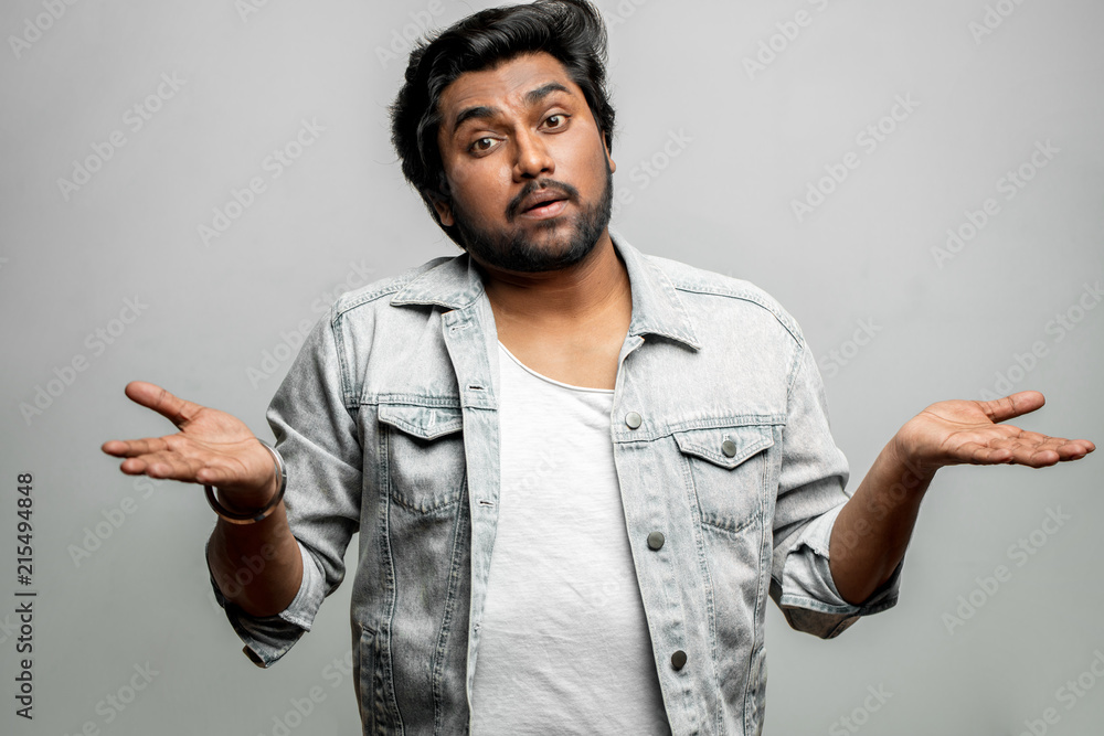 why not man has no idea. guy has no clue. isolated white background ...